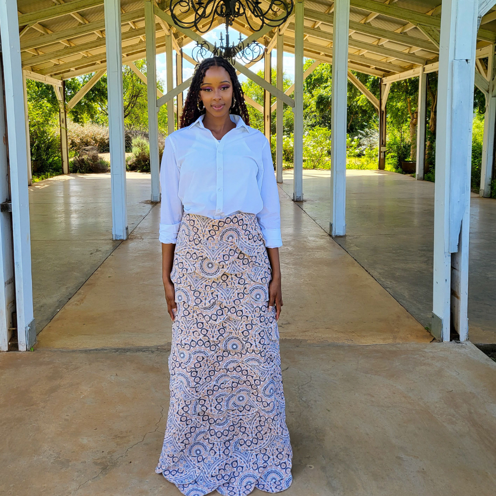 Leteisi Skirt Tan – Floral Raffia